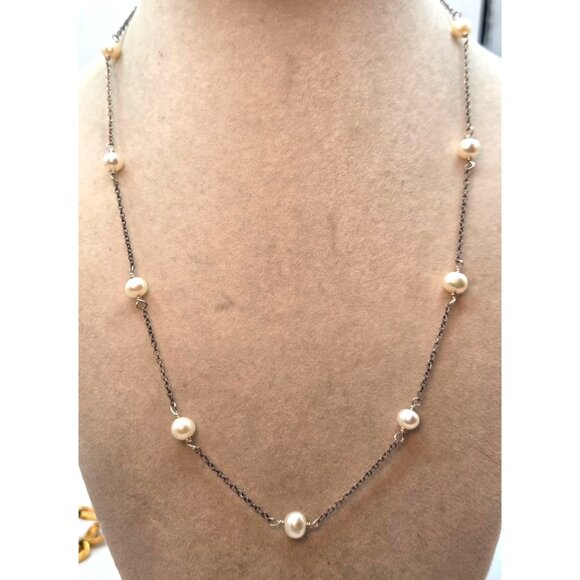 Jewelry | Delicate Silver Tone Chain With Floating Pearls Adjustable ...